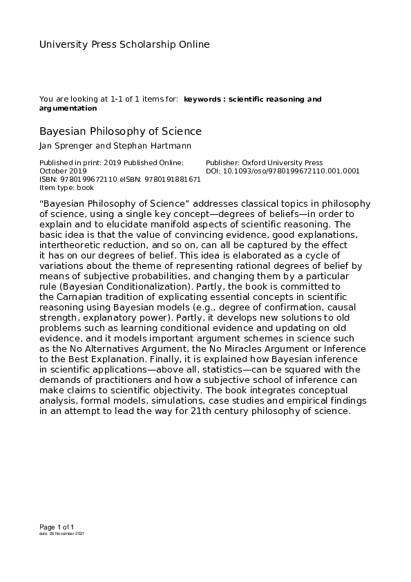 (PDF) Bayesian Philosophy of Science