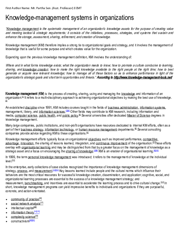 (DOC) Knowledge management systems in organiza 1