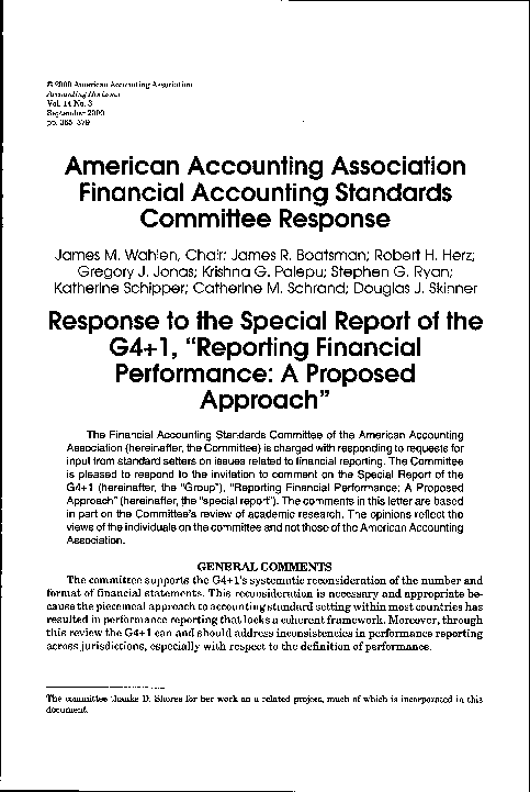 (PDF) Response to the Special Report of the G4+1, “Reporting Financial ...