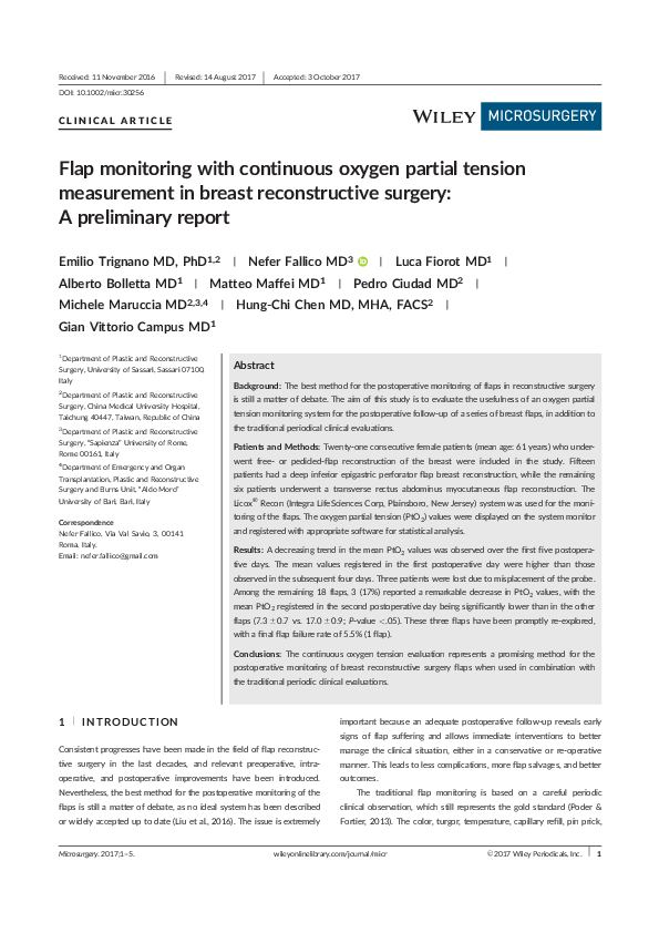 (PDF) Flap monitoring with continuous oxygen partial tension ...