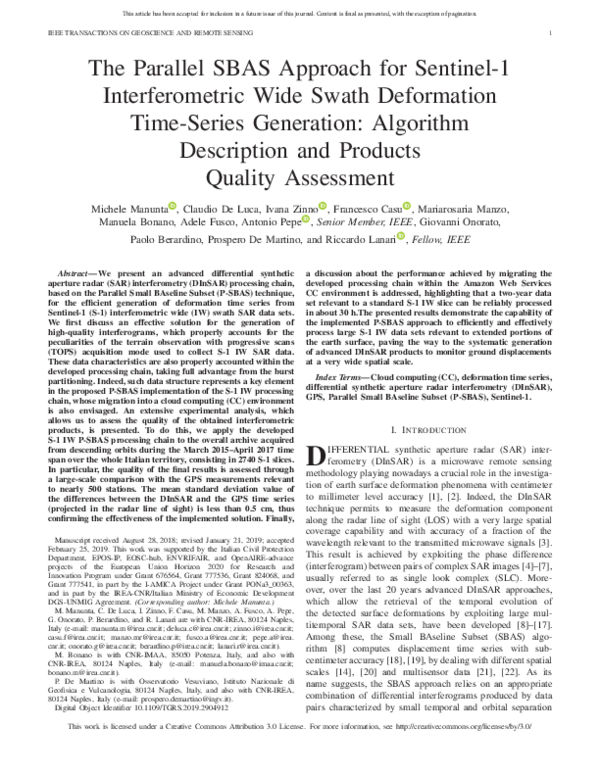 (PDF) The Parallel SBAS Approach for Sentinel-1 Interferometric Wide Swath Deformation Time ...