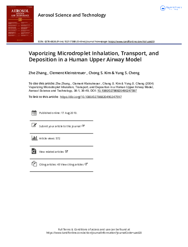 (PDF) Vaporizing Microdroplet Inhalation, Transport, and Deposition in ...