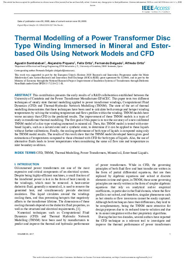 (PDF) Thermal Modelling of a Power Transformer Disc Type Winding Immersed in Mineral and ...