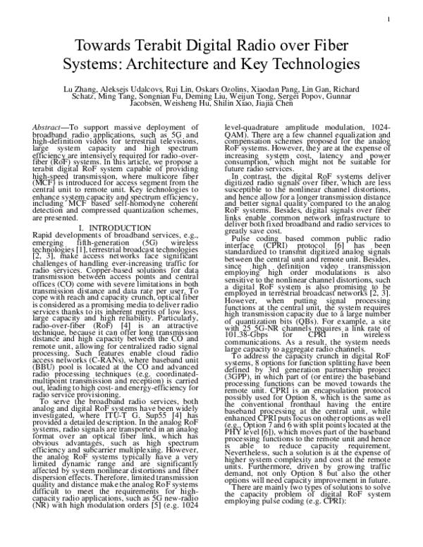 (PDF) Toward Terabit Digital Radio over Fiber Systems: Architecture and ...