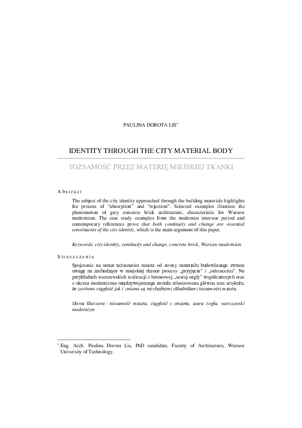 (PDF) Identity through the city material body