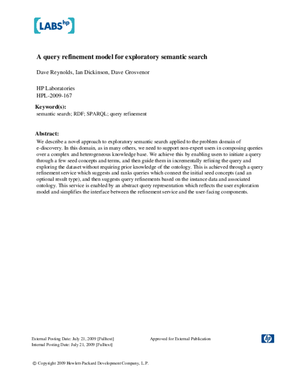 (PDF) A query refinement model for exploratory semantic search