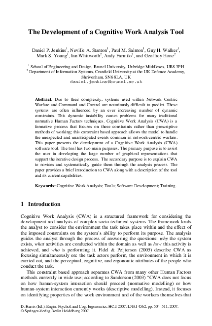 (PDF) Cognitive Work Analysis Tool for Warfare Systems