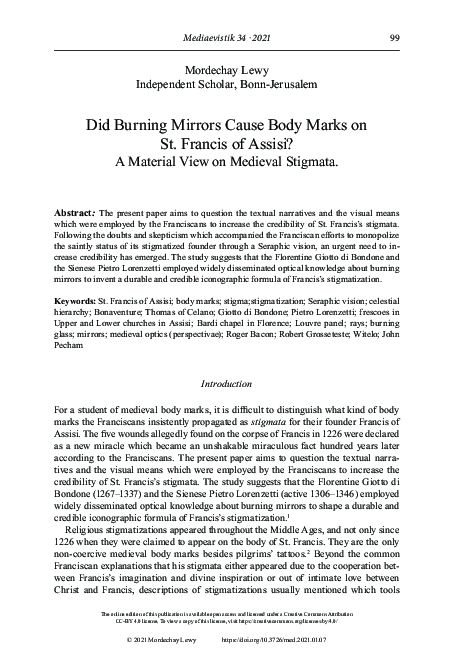 (PDF) Did Burning Mirrors Cause Body Marks on St. Francis of Assisi? A ...
