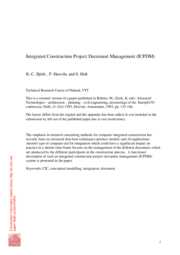 (PDF) Integrated construction project document management (ICPDM)