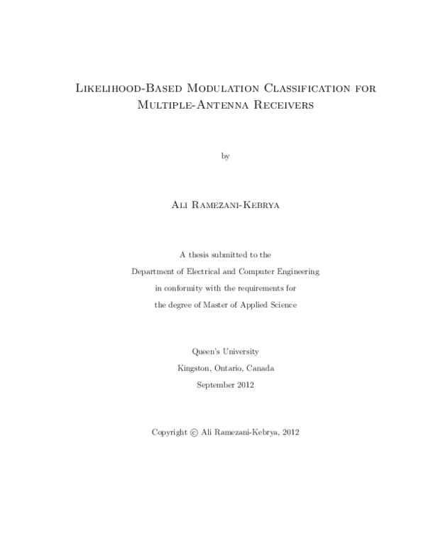 Pdf Likelihood Based Modulation Classification For Multiple Antenna Receiver