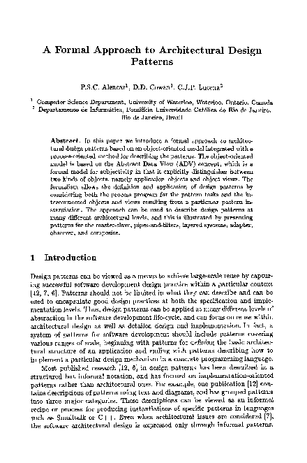 (PDF) A formal approach to architectural design patterns