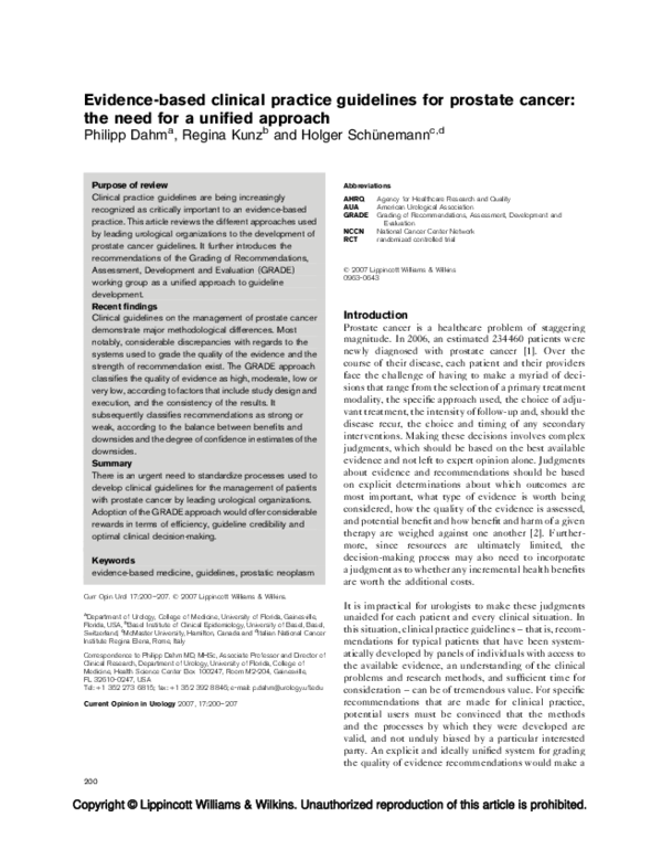 (PDF) Evidence-based clinical practice guidelines for prostate cancer ...