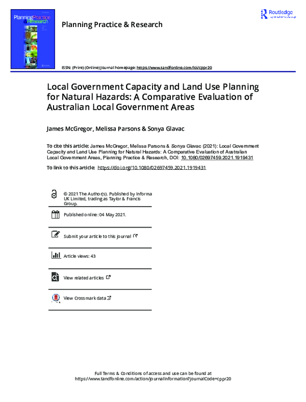 (PDF) Local Government Capacity and Land Use Planning for Natural ...