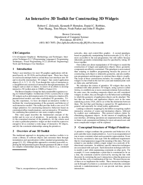 (PDF) An interactive 3D toolkit for constructing 3D widgets