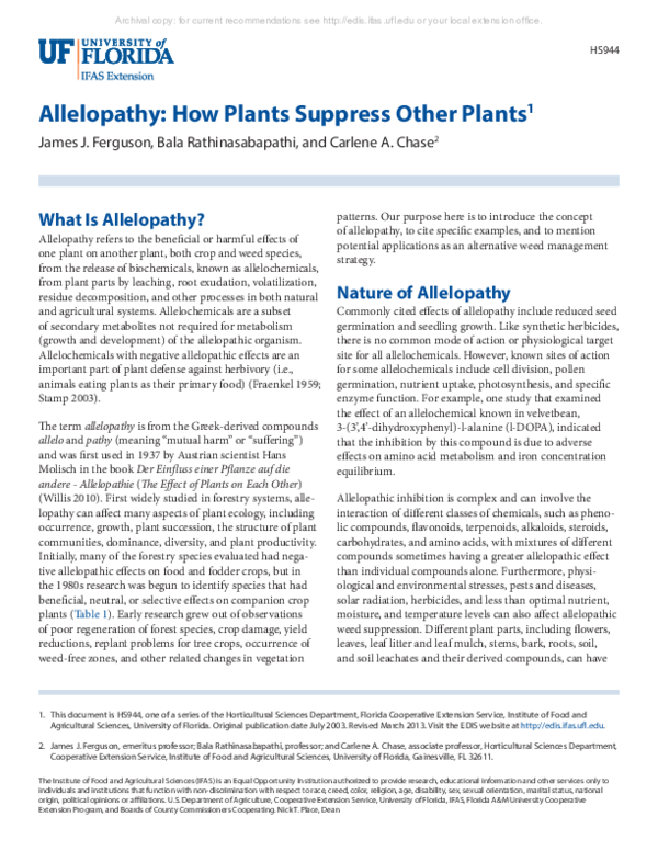 (PDF) Allelopathy: How Plants Suppress Other Plants