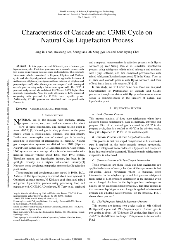 (PDF) Characteristics Of Cascade And C3Mr Cycle On Natural Gas ...