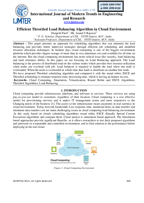 (PDF) Efficient Throttled Load Balancing Algorithm in Cloud Environment
