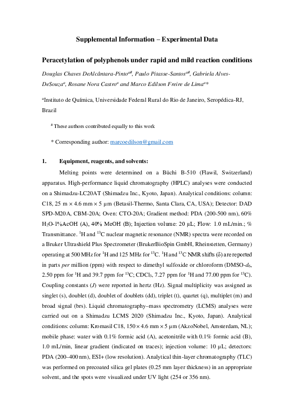 (PDF) Peracetylation of polyphenols under rapid and mild reaction ...