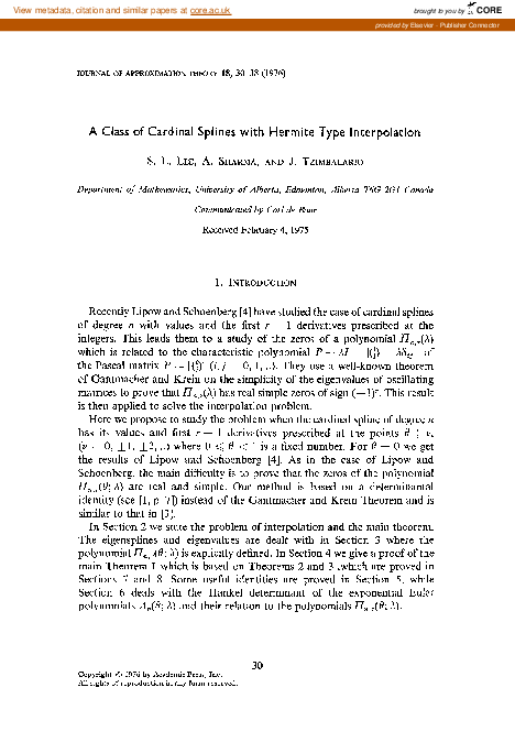 (PDF) A class of cardinal splines with hermite type interpolation