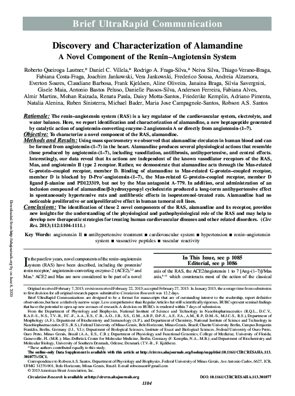 (PDF) Discovery and Characterization of Alamandine: A Novel Component ...
