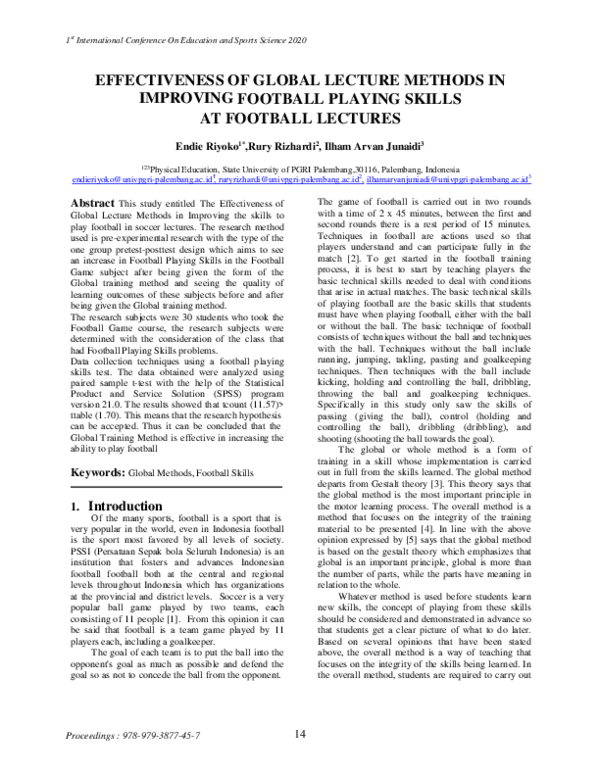 (PDF) Effectiveness of Global Lecture Methods in Improving Football ...