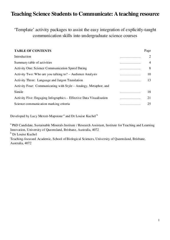 (PDF) Teaching science students to communicate - a teaching resource