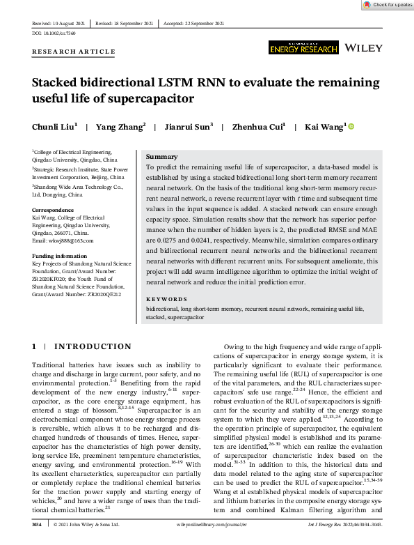 (PDF) Stacked bidirectional LSTM RNN to evaluate the remaining useful life of supercapacitor