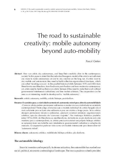 (PDF) The road to sustainable creativity: mobile autonomy beyond auto ...