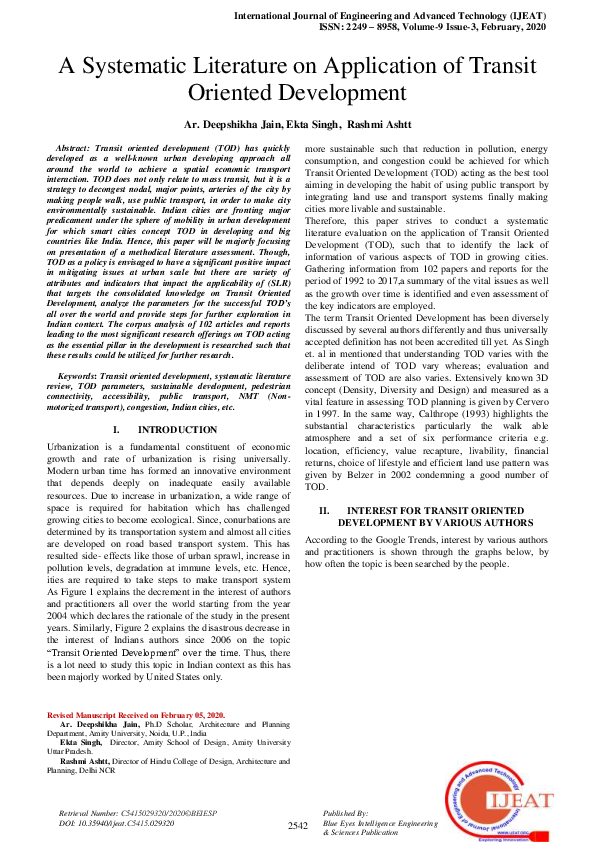 (PDF) A Systematic Literature on Application of Transit Oriented Development