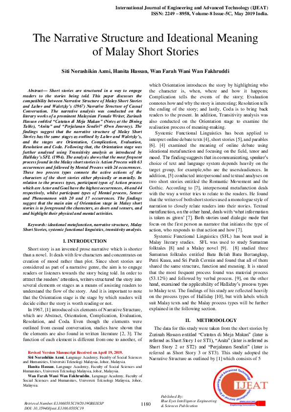(PDF) The Narrative Structure and Ideational Meaning of Malay Short Stories