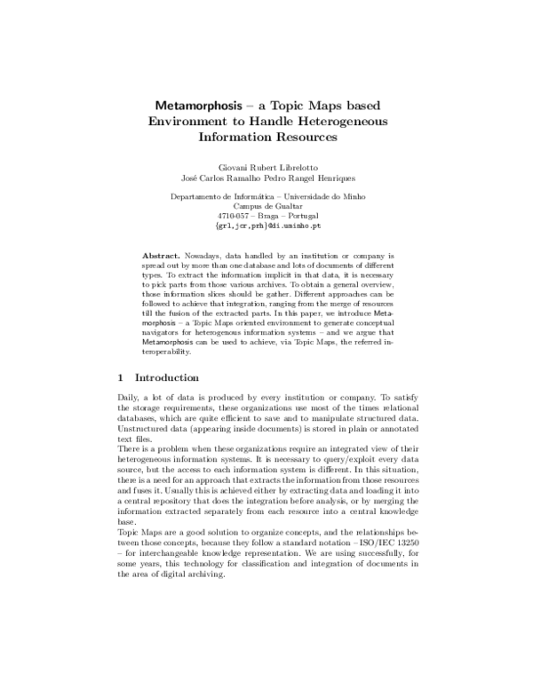 (PDF) Metamorphosis – A Topic Maps Based Environment to Handle ...