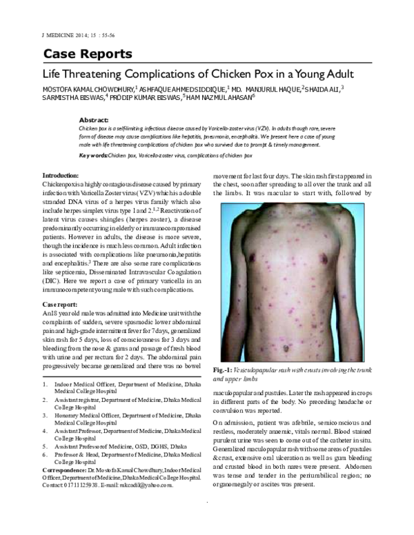 (PDF) Life Threatening Complications of Chicken Pox in a Young Adult