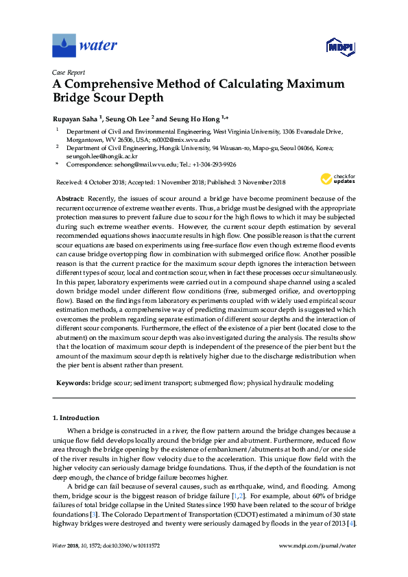 (PDF) A Comprehensive Method of Calculating Maximum Bridge Scour Depth