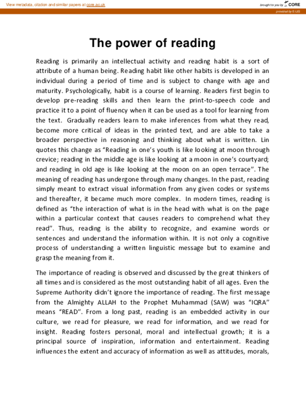 (PDF) The power of reading