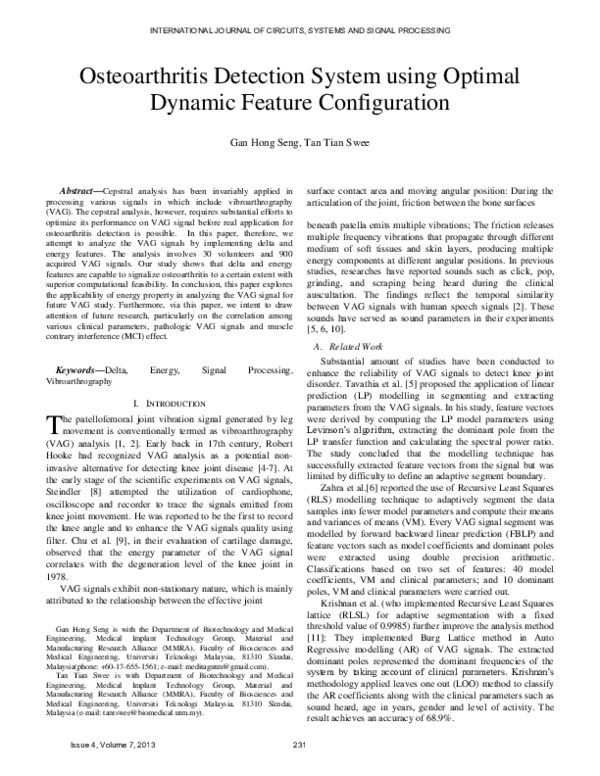 (PDF) Osteoarthritis detection system using optimal dynamic feature configuration