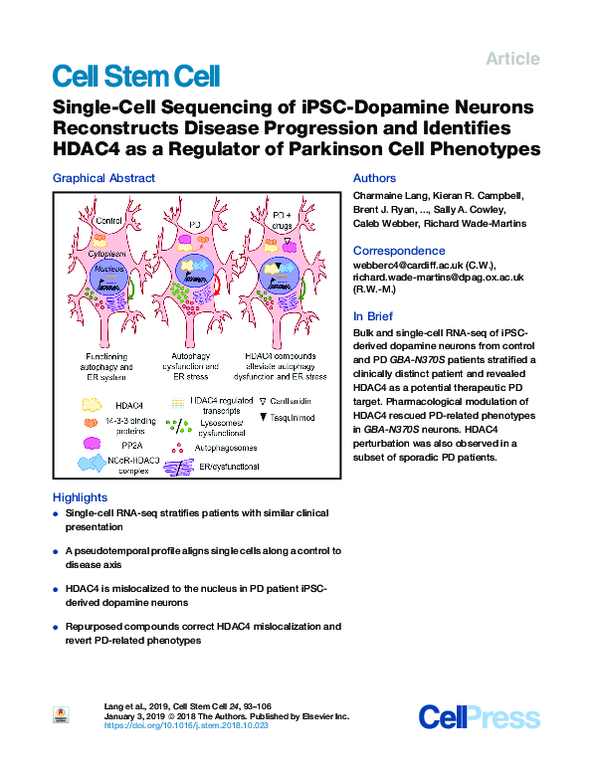 (PDF) Single-Cell Sequencing of iPSC-Dopamine Neurons Reconstructs ...