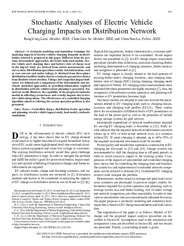 (PDF) Stochastic Analyses of Electric Vehicle Charging Impacts on Distribution Network