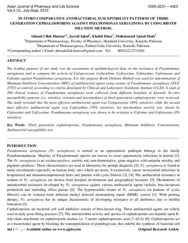 (PDF) In-Vitro Comparative Antibacterial Susceptibility Patterns of ...