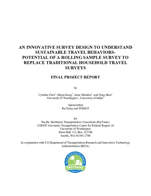 (PDF) An Innovative Survey Design to Understand Sustainable Travel ...
