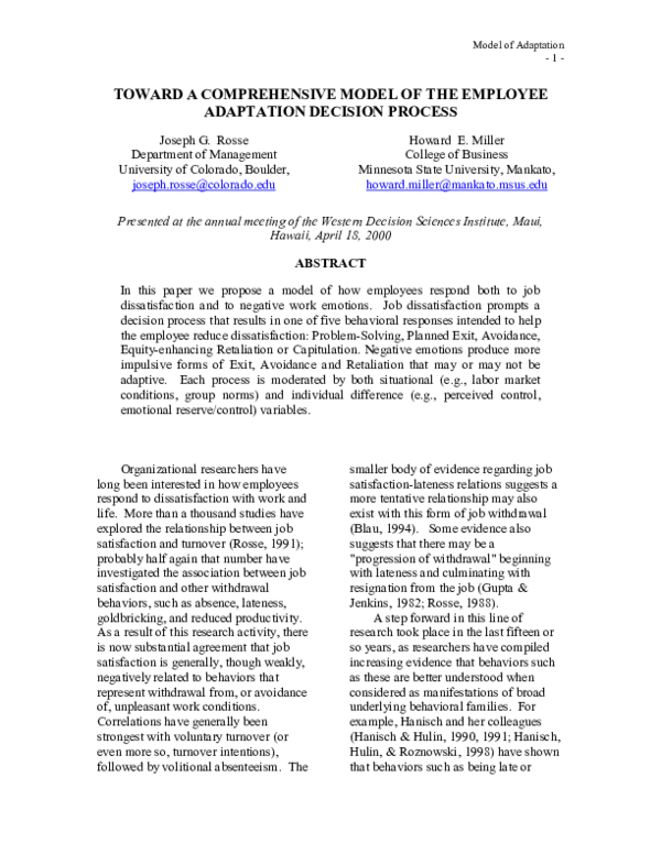 (PDF) Model of Adaptation-1-TOWARD A COMPREHENSIVE MODEL OF THE ...
