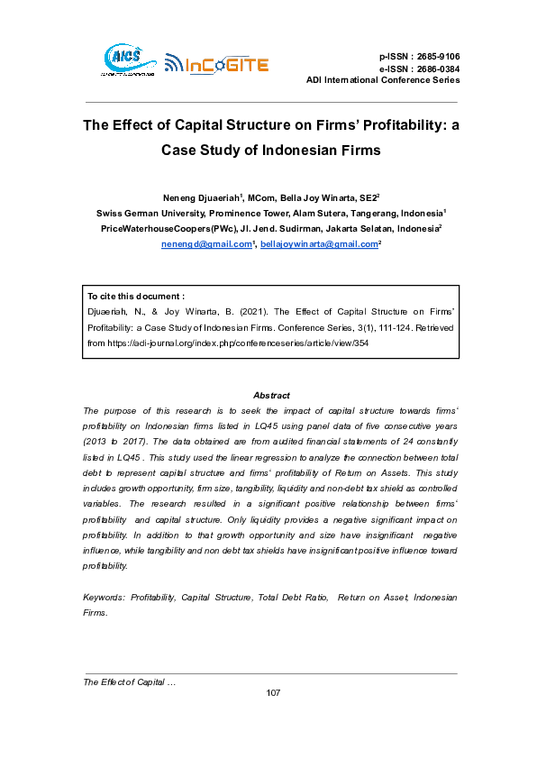 (PDF) The Effect of Capital Structure on Firms’ Profitability: a Case ...