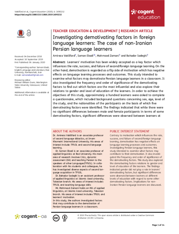(PDF) Investigating demotivating factors in foreign language learners ...
