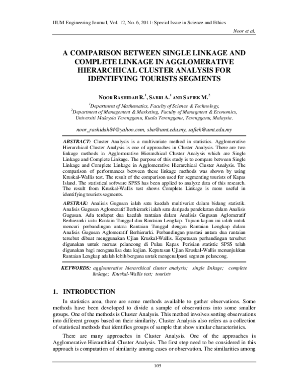 (PDF) A Comparison Between Single Linkage and Complete Linkage in ...