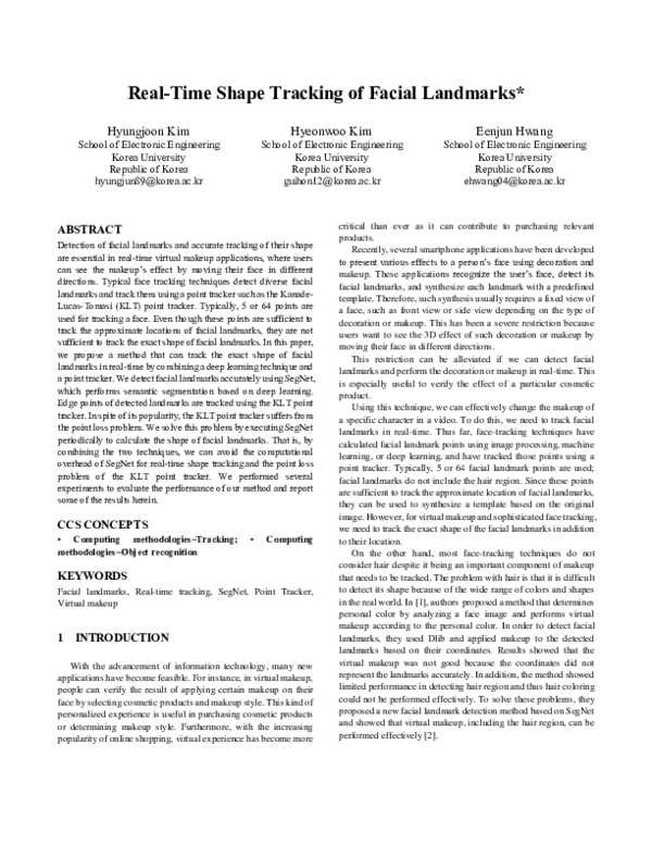 (PDF) Real-time shape tracking of facial landmarks
