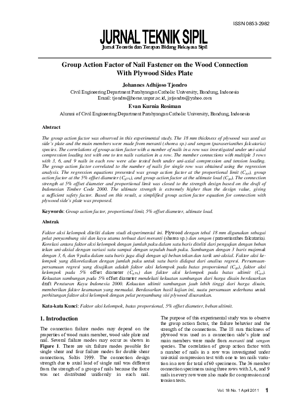 (PDF) Group Action Factor of Nail Fastener on the Wood Connection With ...