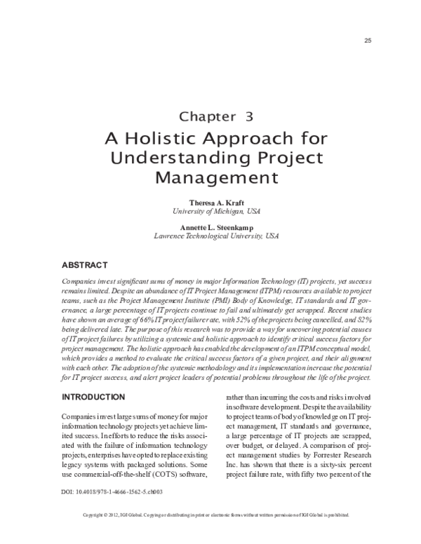 (PDF) A Holistic Approach for Understanding Project Management