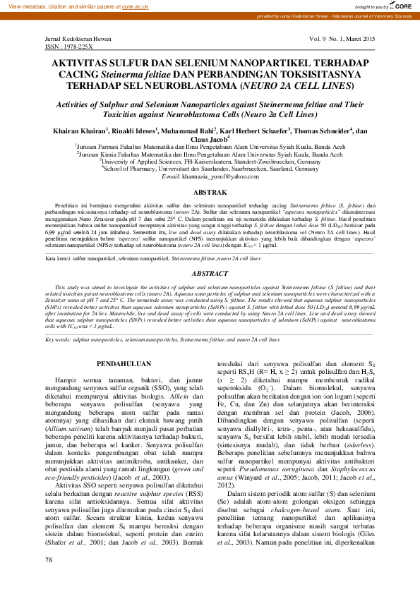 (PDF) AKTIVITAS SULFUR DAN SELENIUM NANOPARTIKEL TERHADAP CACING ...