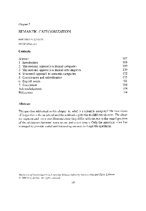 (PDF) Semantic Categorization