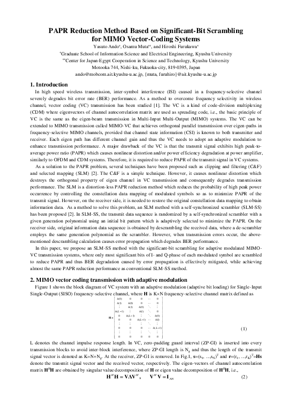 (PDF) PAPR Reduction Method Based on Significant-Bit Scrambling for ... (PDF) PAPR Reduction Method Based on Significant-Bit Scrambling for ...