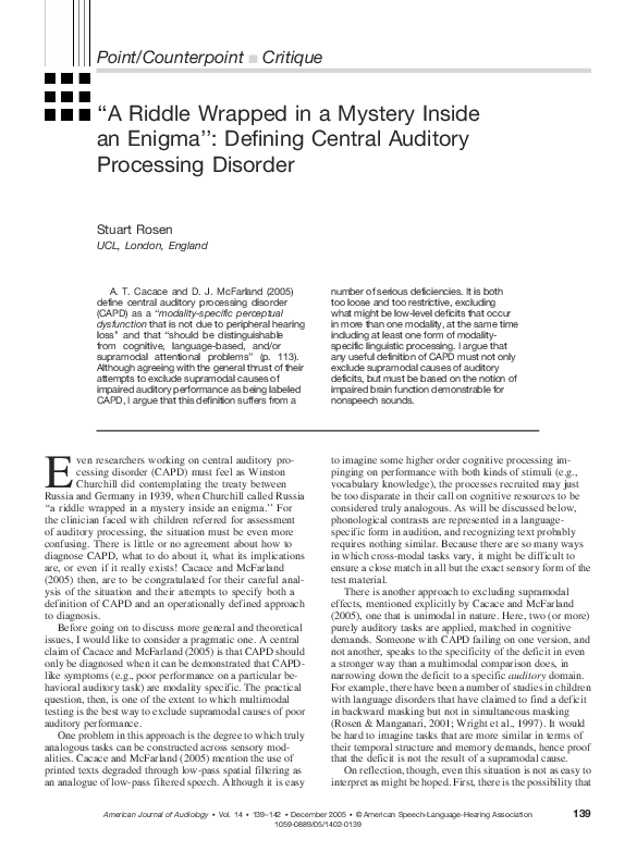 (PDF) A Riddle Wrapped in a Mystery Inside an Enigma": Defining Central ...